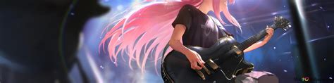 Hitori Gotoh Playing Guitar From Bocchi The Rock 4k Wallpaper Download