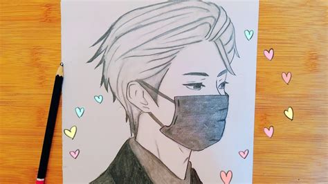 رسم انمي سهل رسم انمي ولد يرتدي كمامة بطريقة سهلة للمبتدئين رسم ولد