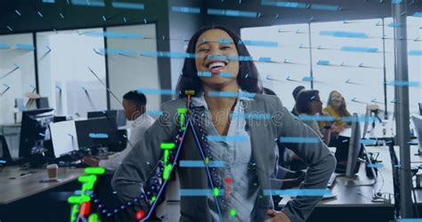 In Office Professional Working With Animation Data Visualization Focused On Task Stock Footage