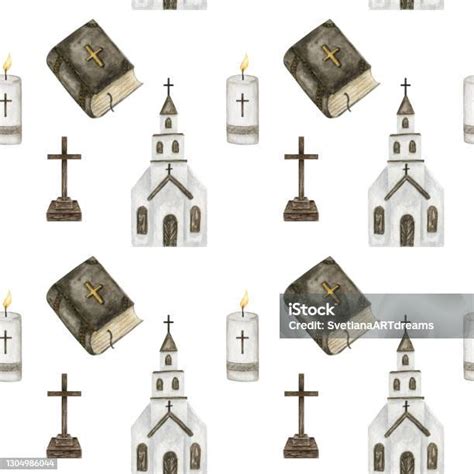 부활절 기독교 교회 성경 십자가 촛불 원활한 패턴 가톨릭 교회 직물 디자인 배경 봄 방학 종교 기호 스크랩북 종이 세례 첫 번째 친교 0명에 대한 스톡 벡터 아트 및 기타