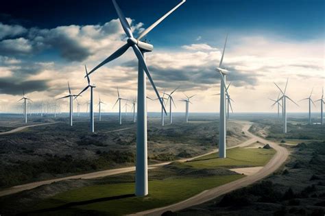 Premium Photo Photo Of Wind Farm Or Wind Park With High Wind Turbines For Generation