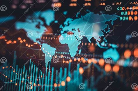 A Financial Graph On A Global Map Is A Visual Representation Of The