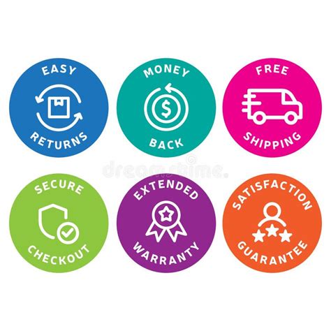 E Commerce Security Badges Risk Free Shopping Icons Set Stock Vector Illustration Of Online