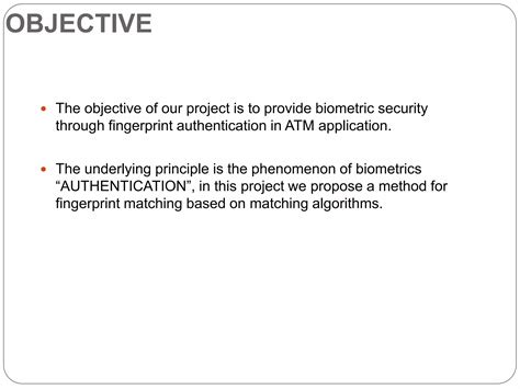 Fingerprint Authentication For Atm Pptx Computing Technology