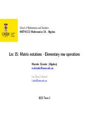 Understanding Matrix Notations - Elementary Row Operations and | Course Hero