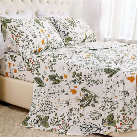 Qsh 100 Cotton Sheets For King Size Bed Yellow Flowers