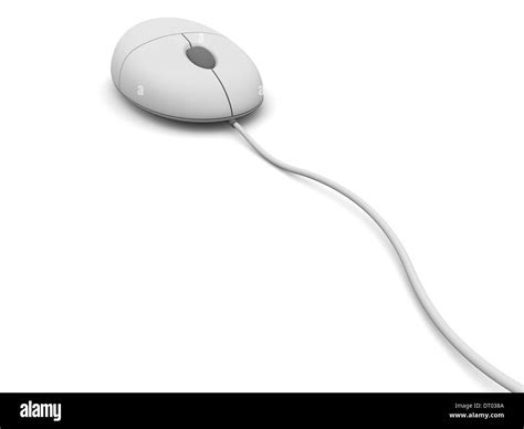 Simple White Wired Computer Mouse Isolated On White Background Stock Photo Alamy