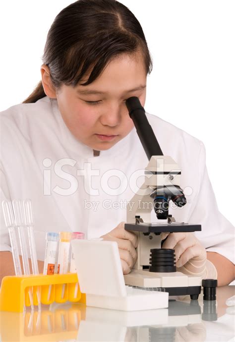 Girl With Microscope Stock Photo Royalty Free Images FreeImages
