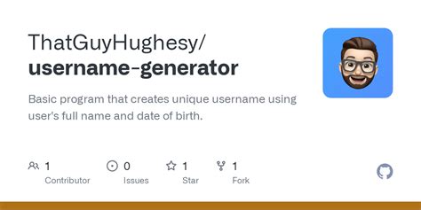github thatguyhughesy username generator basic program that creates