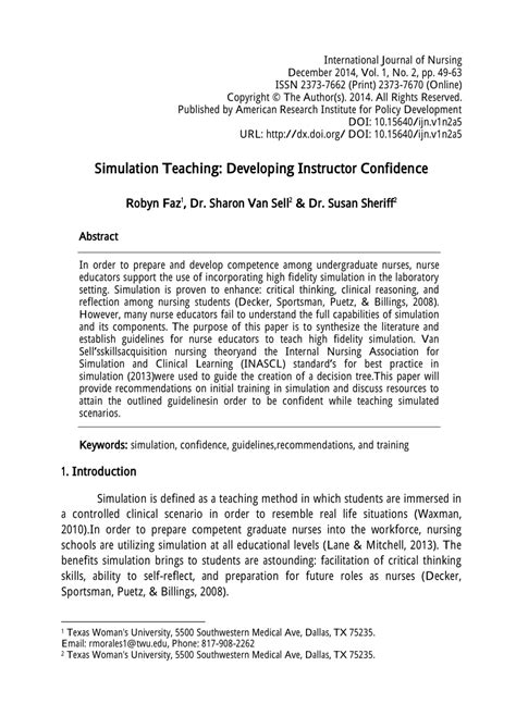 Pdf Simulation Teaching Developing Instructor Confidence