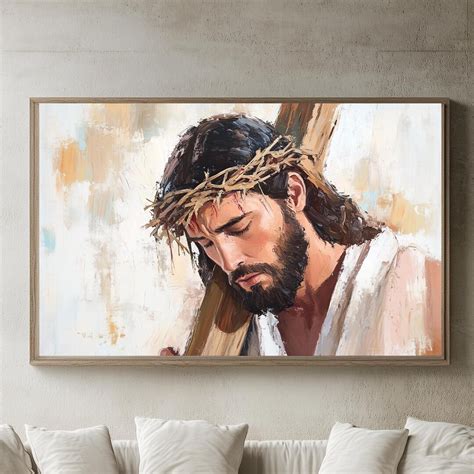 Jesus Christ Watercolor Print Minimalist Christian Home Decor Digital