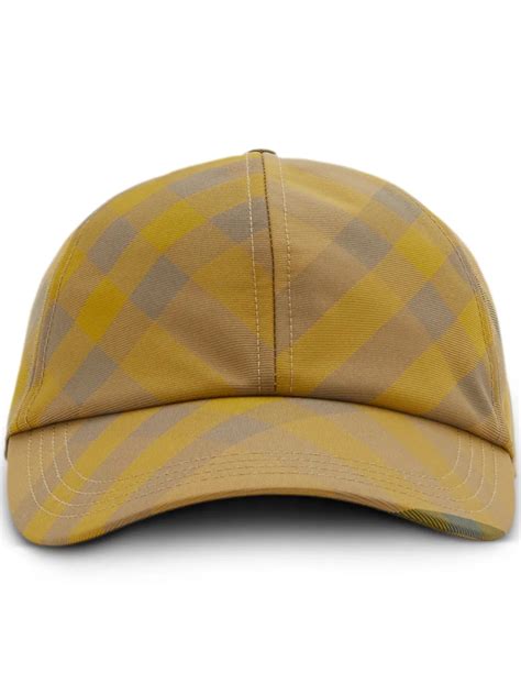 Burberry Check Pattern Cotton Cap Yellow Farfetch