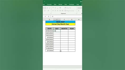 How To Extract Day Month And Year From Date In Excel Ms Excel Tutorial Youtube