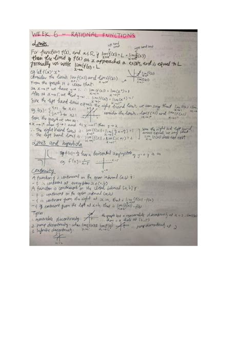 Rational Functions Notes MTH Studocu