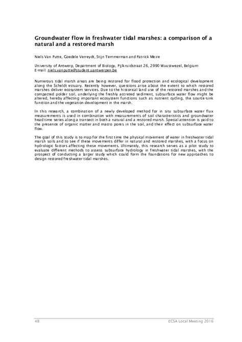Pdf Groundwater Flow In Freshwater Tidal Marshes A Comparison Of A