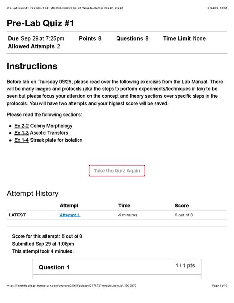 Pre Lab Quiz 1 Pre Lab Quiz Due Sep 29 At 7 25pm Points 8 Questions 8 Time Limit None Allowed