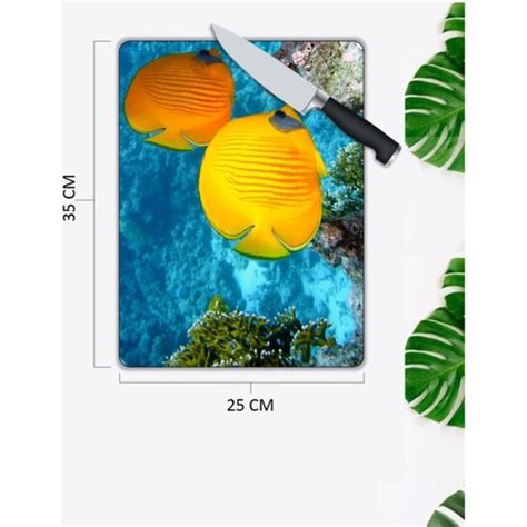ena unity deniz canlıları cam kesme tahtası 25 x 35 cm fiyatı
