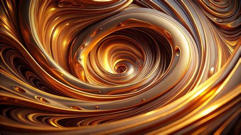 Abstract Golden Swirling Vortex Luxurious Fluid Metal Design Generative Ai Stock Illustration