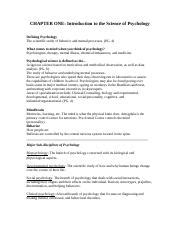 PSY 201 CH 1 OUTLINE Doc CHAPTER ONE Introduction To The Science Of Psychology Defining