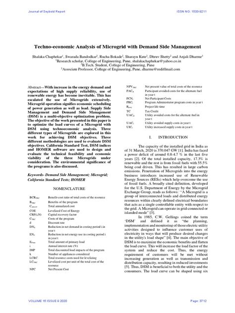 Techno Economic Analysis Of Microgrid With Demand Side Management Pdf Distributed Generation