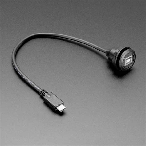 Round Panel Mount Usb Cable Usb B Socket To Usb C Plug The Pi Hut