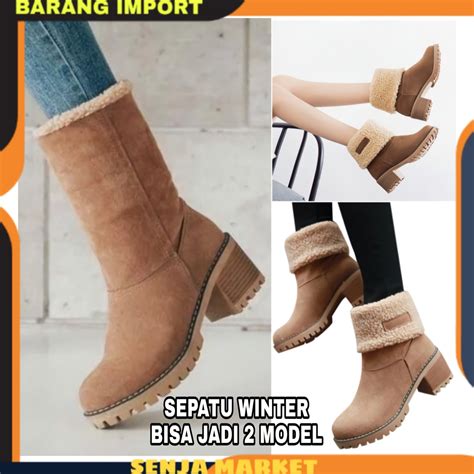 Jual Sepatu Boots Boot Bots Bot Winter Wanita Musim Dingin Salju Tebal