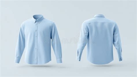 Light Blue Long Sleeve Button Down Shirt Mockup Stock Illustration