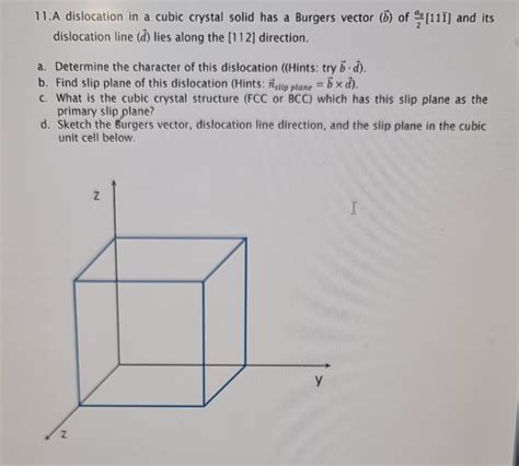 solved 11 a dislocation in a cubic crystal solid has a