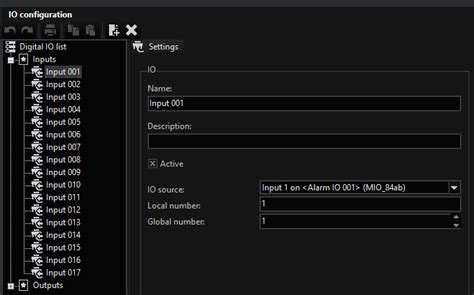 I O Settings