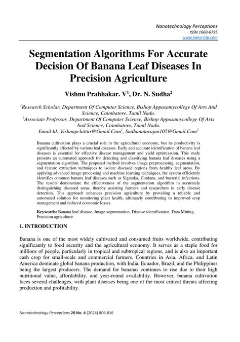 Pdf Segmentation Algorithms For Accurate Decision Of Banana Leaf Diseases In Precision Agriculture