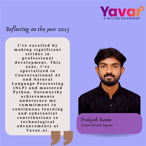 Yavarai On Linkedin Our Trainee Software Engineer Prakash Ramu Is Thrilled To Share His