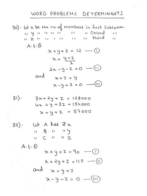 Determinants Word Problems 250430 200149 Pdf