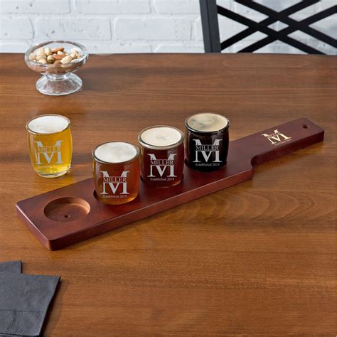 Personalized Sampler Paddle And Four 4oz Tasting Glasses