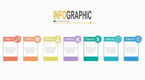 7 Steps Rectangle Infographic Template Business Data Illustration Stock