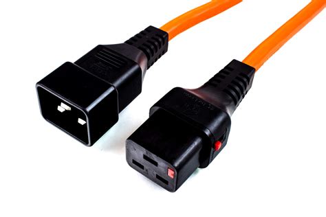 Iec Lock Lockable Power Cable C20 Iec Male Straight C19 Iec Female Straight 3x1mm2 Orange L3mtr Iec Lock Lockable Power Cable C20 Iec Male Straight C19 Iec Female Straight 3x1mm2 Orange L3mtr
