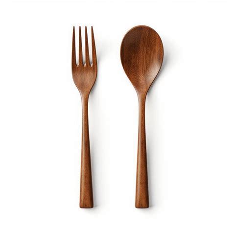 Premium Ai Image Wooden Spoon And Fork On White Background Generative Ai