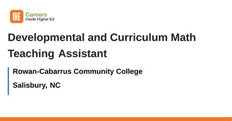 Developmental And Curriculum Math Teaching Assistant Job With Rowan