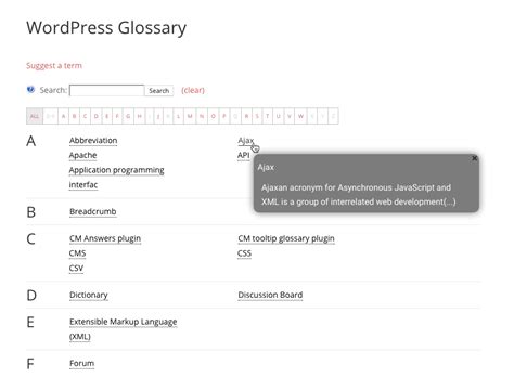 Wordpress Glossary And Tooltips A Brilliant Glossary Plugin By Creativeminds