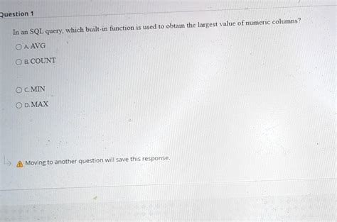 Solved In An SQL Query Which Built In Function Is Used To Chegg