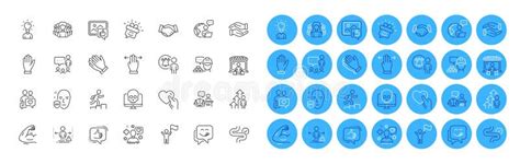Helping Hand Dating Chat And User Notification Line Icons Pack For