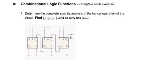 Solved Iii Combinational Logic Functions Complete Each