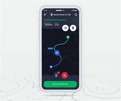 Map GPS Navigation Ux Ui Concept Smartphone Map Application Destination Point On Screen App