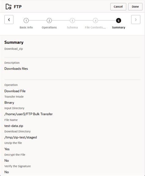 configure an ftp adapter to download the zip file