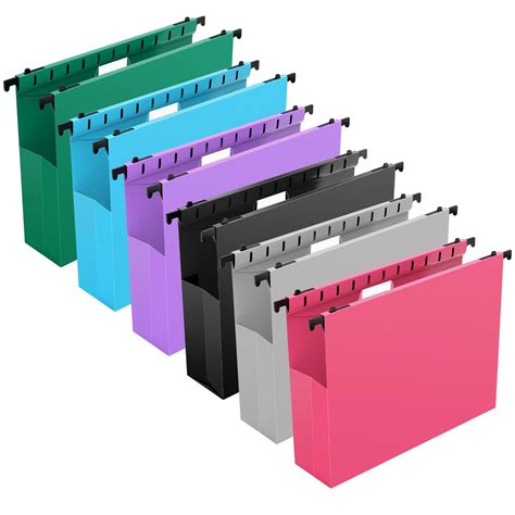 Extra Capacity Plastic Hanging File Folders 12 Pack Reinforced