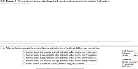 Solved 9 Problem 5 Since An Electron Has A Negative