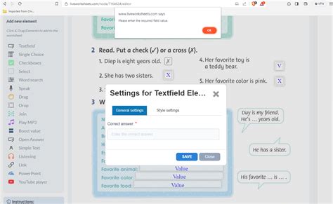 Textbox Error Not Allowed To Be Empty Live Worksheets