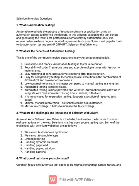 Java Selenium Interview Question Pdf Selenium Software