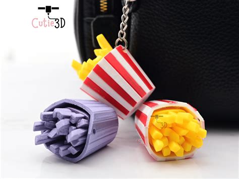 3d File Cutie3d Keycap Fidget Clicker French Fries Keychain Cute Backpack Keychain 👌 ・3d