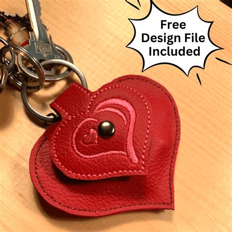 Embroider A Cute Pocket Heart Key Chain Design File Included