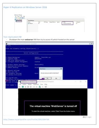 Hyper V Replication On Windows Server Step By Step PDF Operating Systems Computer